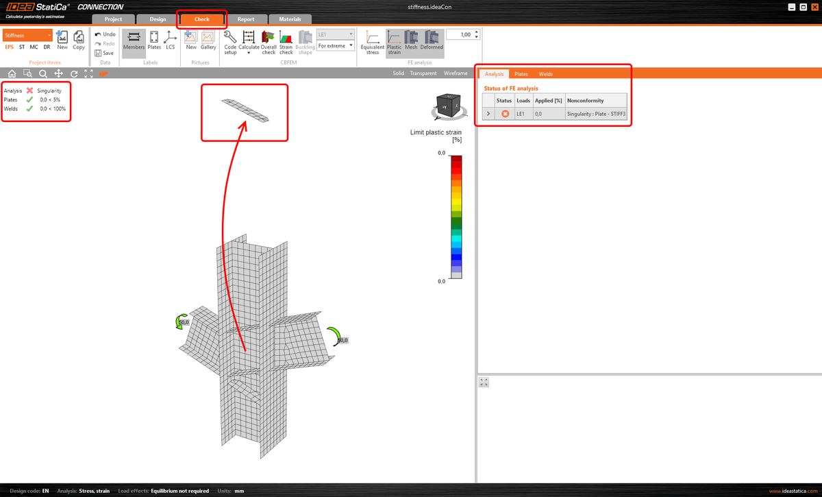 What is the singularity warning? | IDEA StatiCa